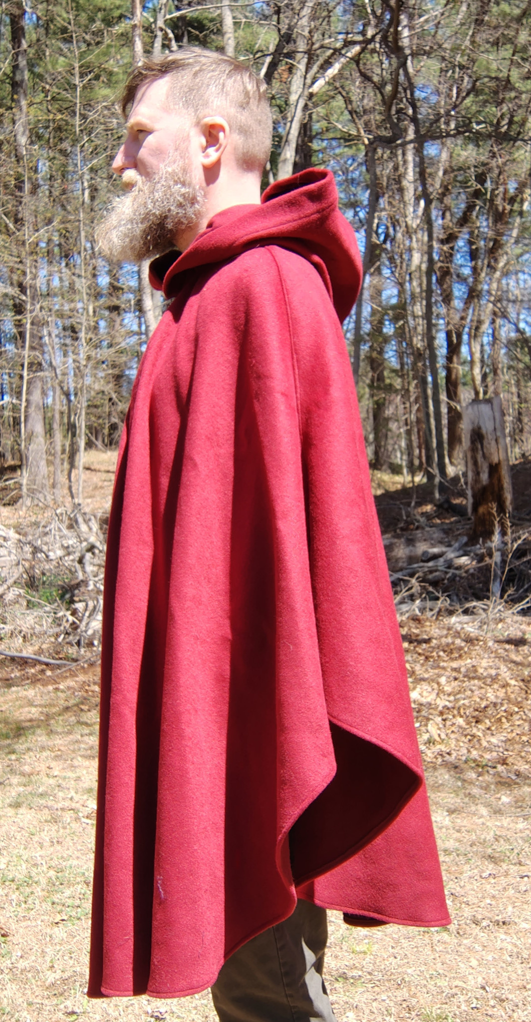 5669-Washable Raspberry Red Wool Blend Cloak w/ Gothic Rose Clasp ...