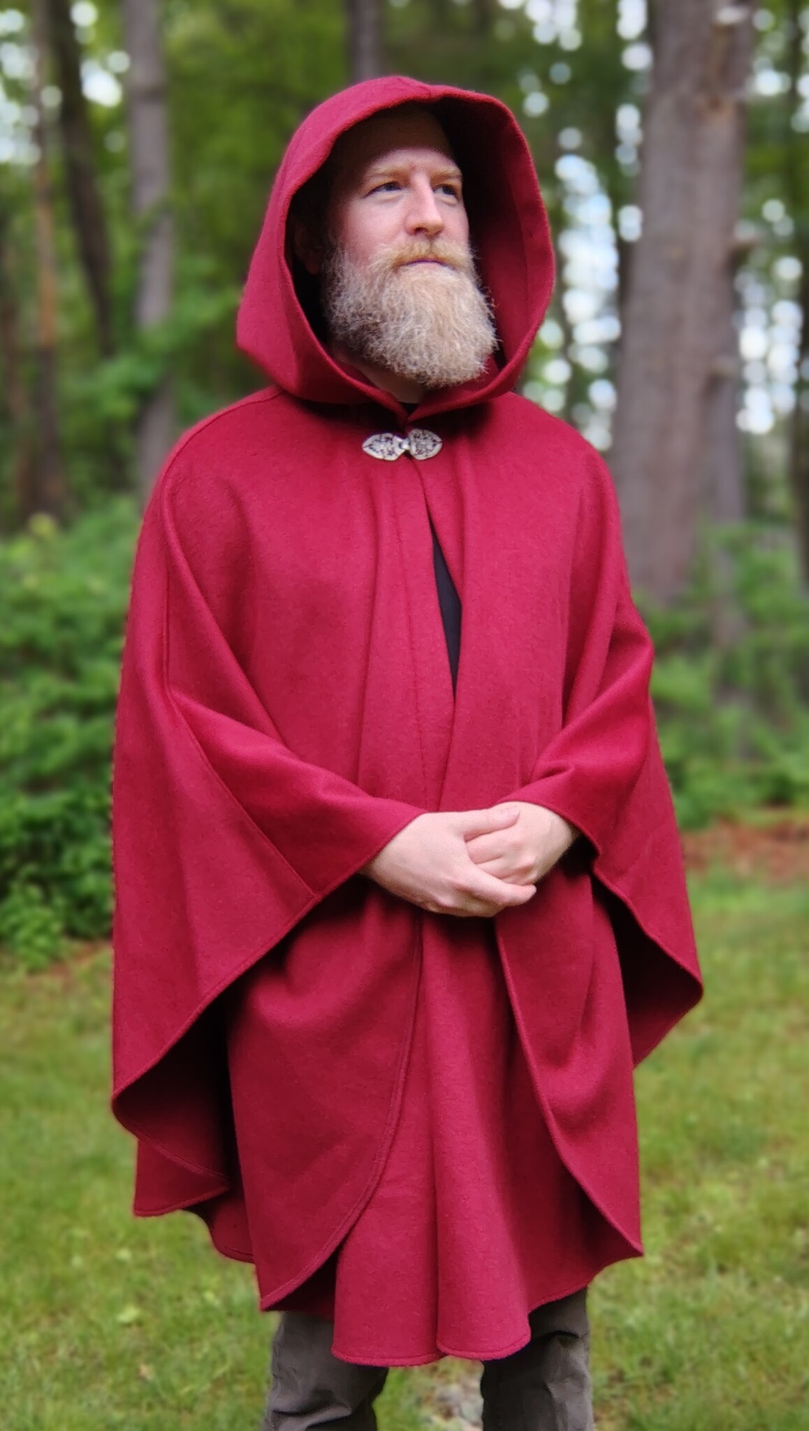 5669-Maroon Washable Wool Blend Cloak w/Pewter Gothic Rose Clasp ...