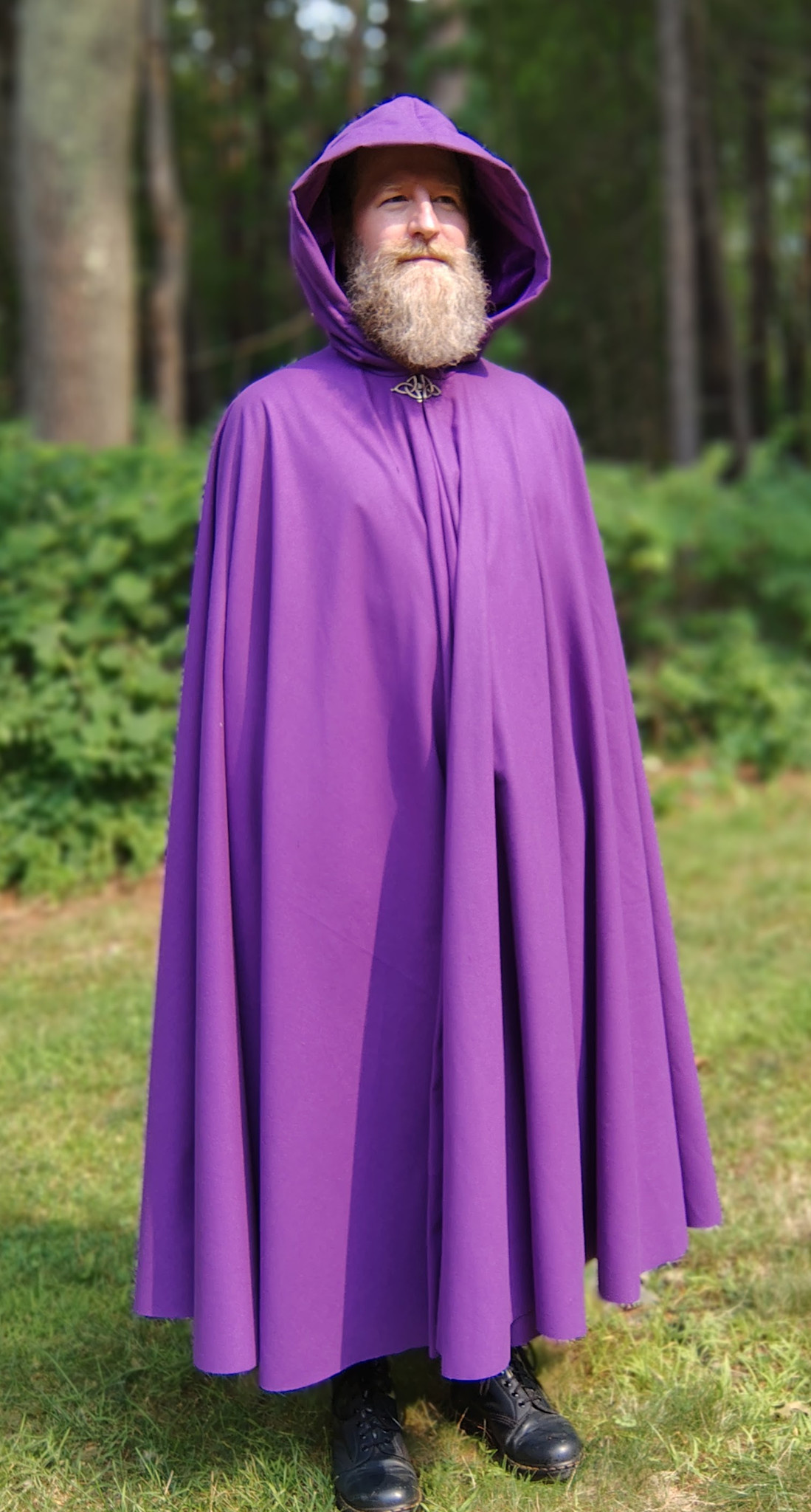 5773-Washable Purple Faux Wool Cloak w/ Purple Velvet Hood Lining ...