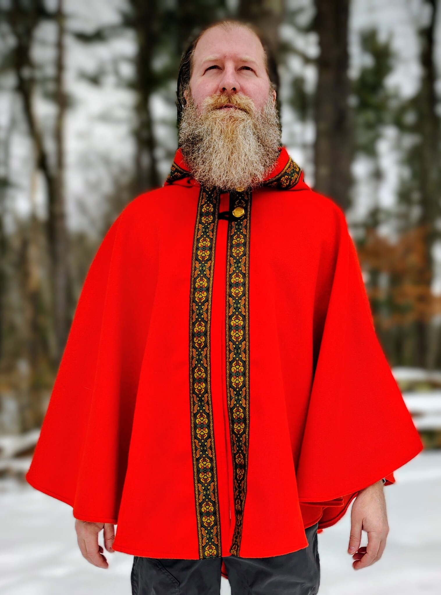 5436 - Burnt Orange Ruana Cloak w/ Olive Green Hood Lining - Cloak ...
