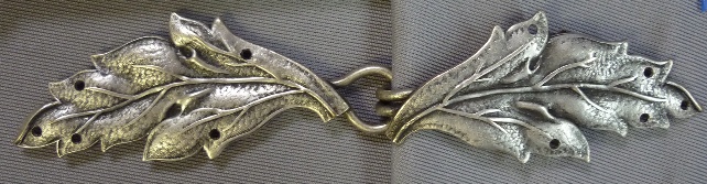 Leaf Double Curved Cloak Clasp - Antique Silver Tone Plated - Cloak ...