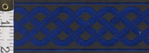 3 Strand Celtic Braid Trim, Blue on Black - Wide - Cloak & Dagger Creations