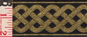 3 Strand Celtic Braid Trim, Gold on Black - Wide - Cloak & Dagger Creations