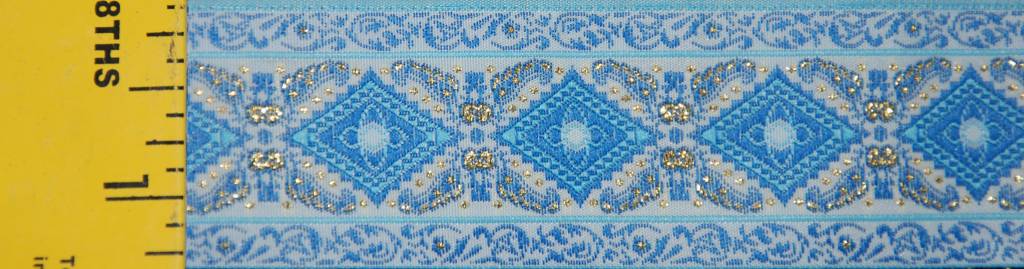Diamonds Flourish Trim, Blue/Gold - Cloak & Dagger Creations
