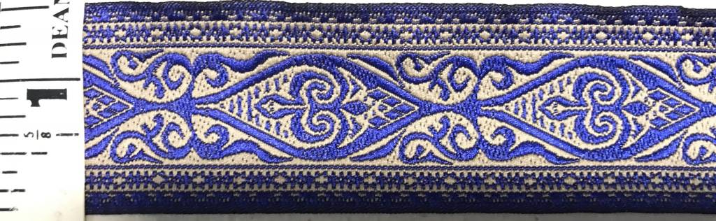 Spiral Snakes Trim, Tan/Blue - Cloak & Dagger Creations