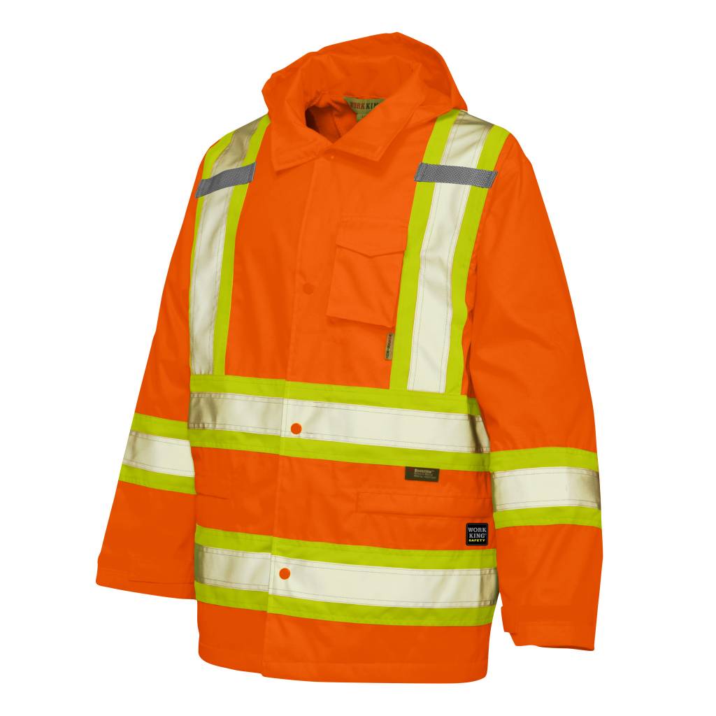Reflective Raincoat Orange Work King S372 - Army Supply Store Military