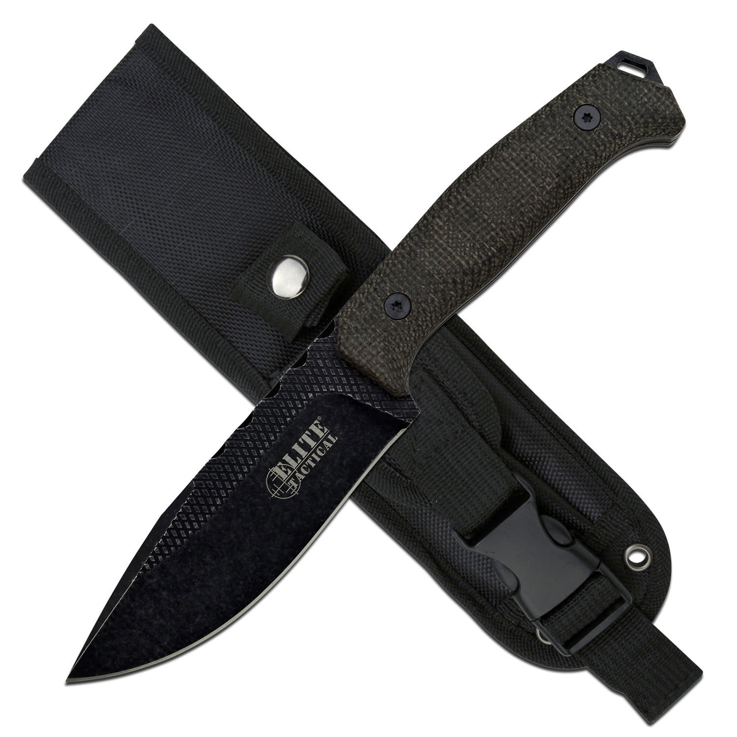 Couteau Lame fixe Noir Elite Tactical - Surplus D'Armée Général