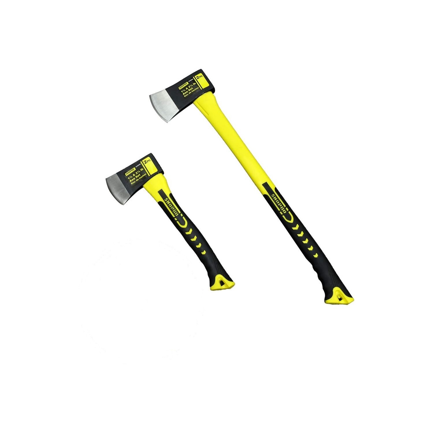 SHOPRO 2pc Axe Set With Fibreglass Handles (1 1/2 lb & 2 1/2 lb ...