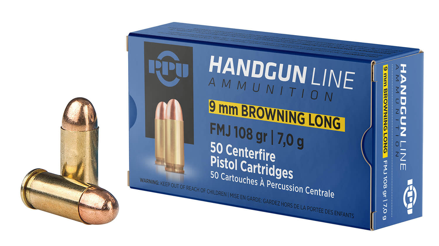 PPU 9mm Browning Long 108gr FMJ (PPH9BL) - Eagle Firearms Ltd