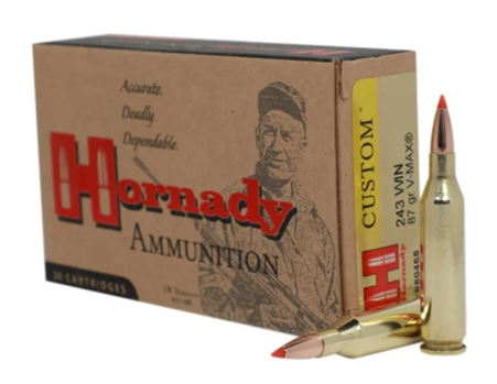 Hornady Custom 243 Win 87gr V-Max (80468) - Eagle Firearms Ltd