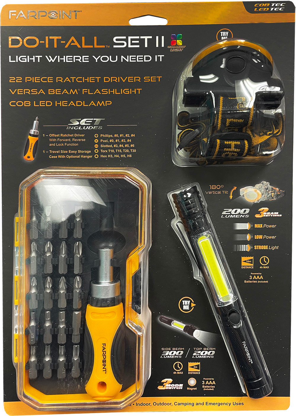 Farpoint Do-It-All Set II, Ratchet Driver, Flashlight, Headlamp - Eagle ...