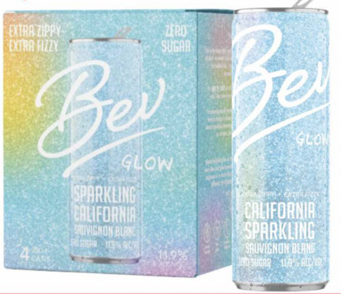 Bev Wine Bev Glow Sparkling Sauv Blanc 4 can - Elevated Beer Wine