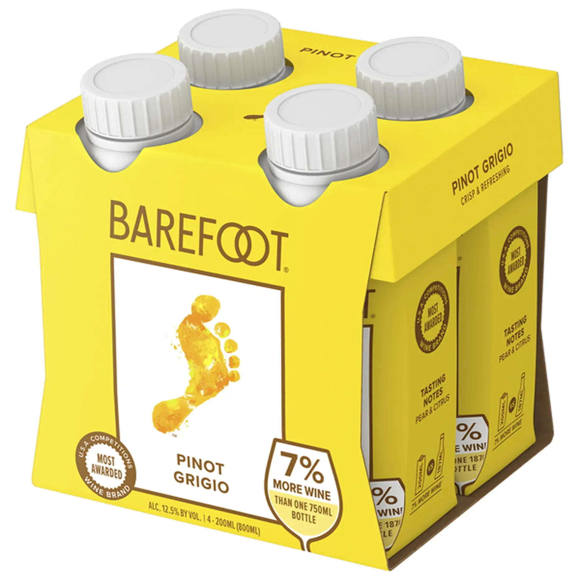 Barefoot Barefoot Mini Tetra Pinot Grigio 200ml 4 Pack - Elevated Beer Wine