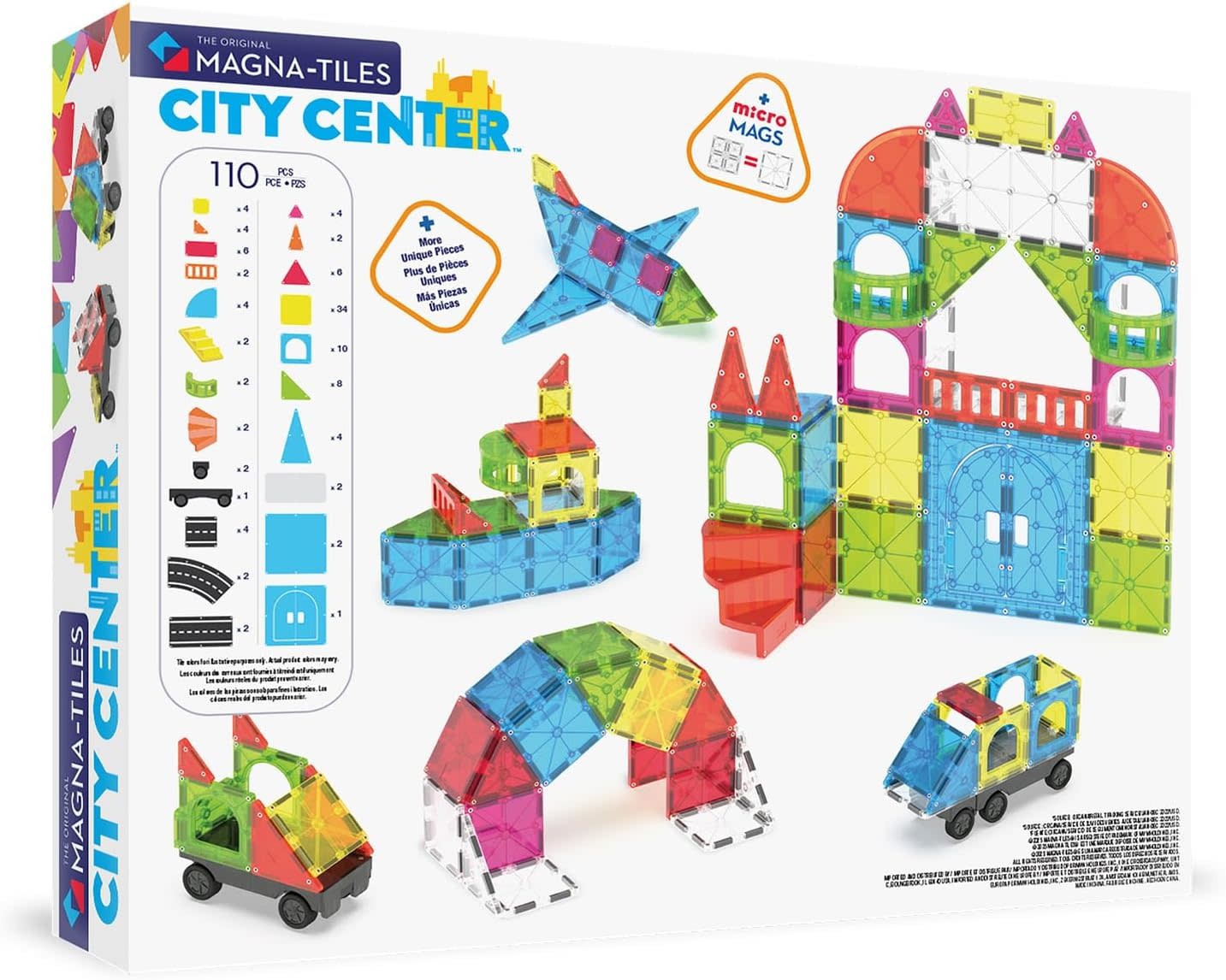 Magnetic Magna-Tiles City Center (110 Pieces) - Pow Science LLC