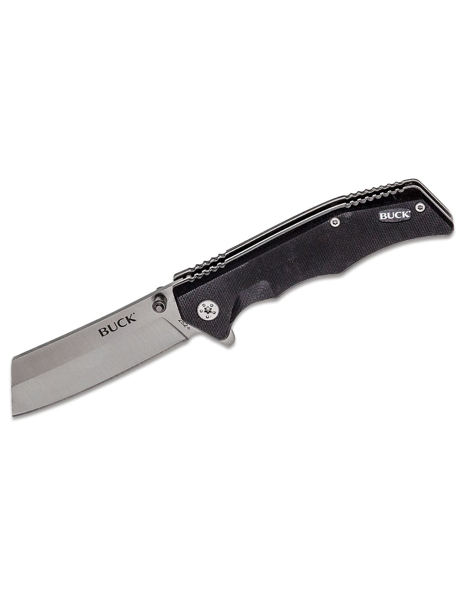 Buck 252 Trunk Flipper Knife 2.875" Cleaver Plain Blade, Black G10 ...