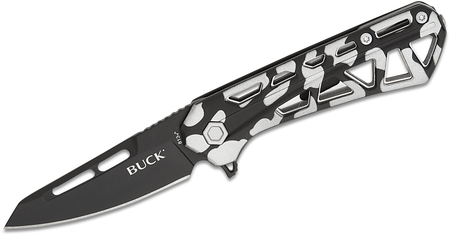 Buck 813 Small Trace Ops Folding Knife, Black Tanto Blade, Aluminum ...
