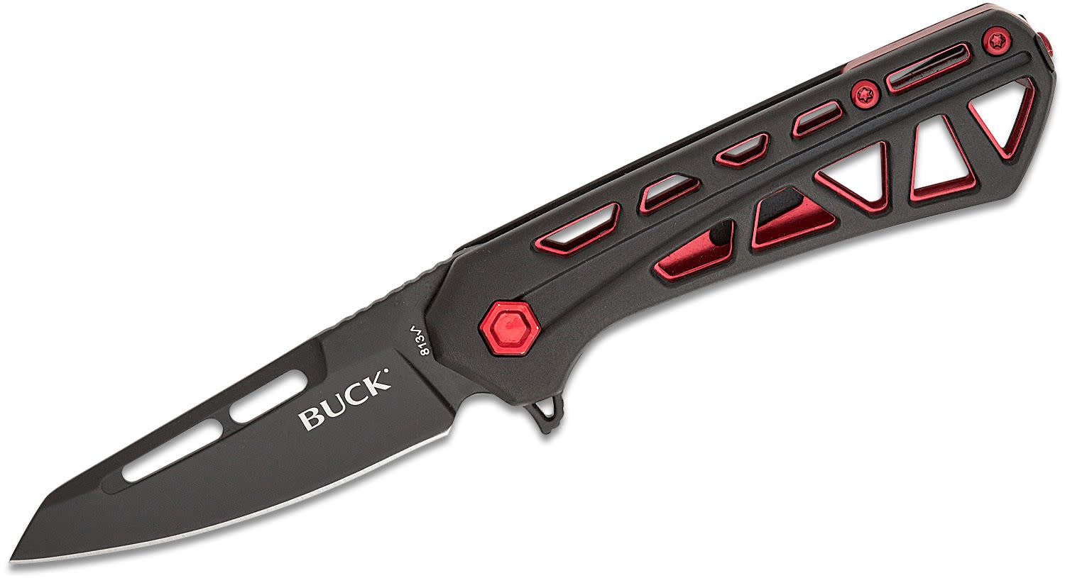 Buck Trace 813 Small Trace Ops Flipper Folding Knife, Black Tanto Blade ...