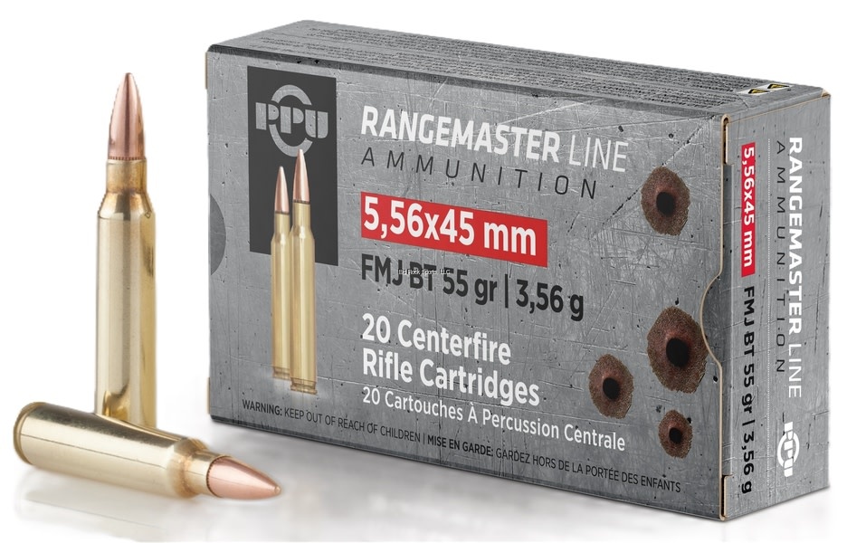 PPU PPRM5561 Rangemaster Rifle Ammo 5.56x45 FMJBT, 55 Gr, 20 Rnd ...