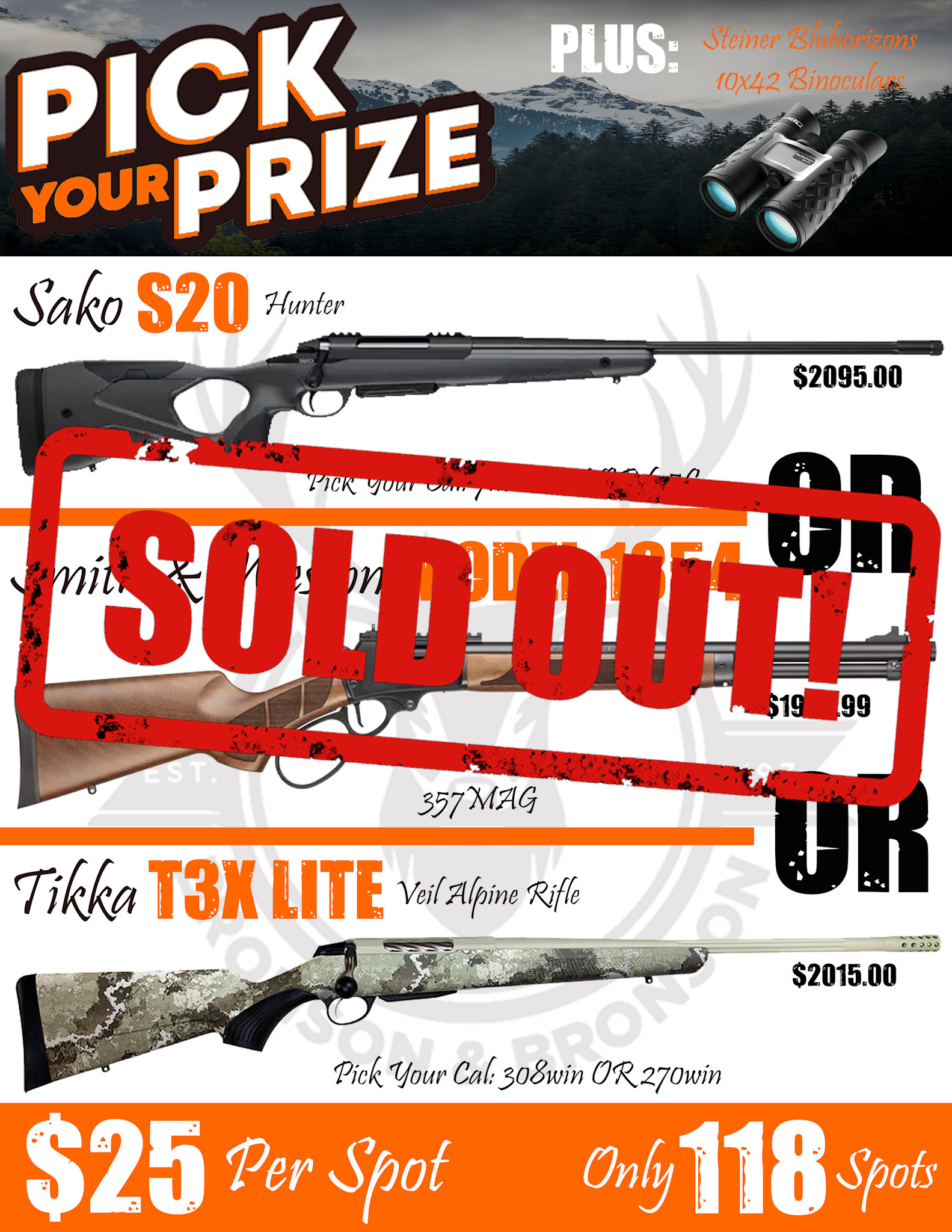 DRAW #1785 - Pick Your Prize - Sako, Smith & Wesson OR Tikka! - Bronson ...