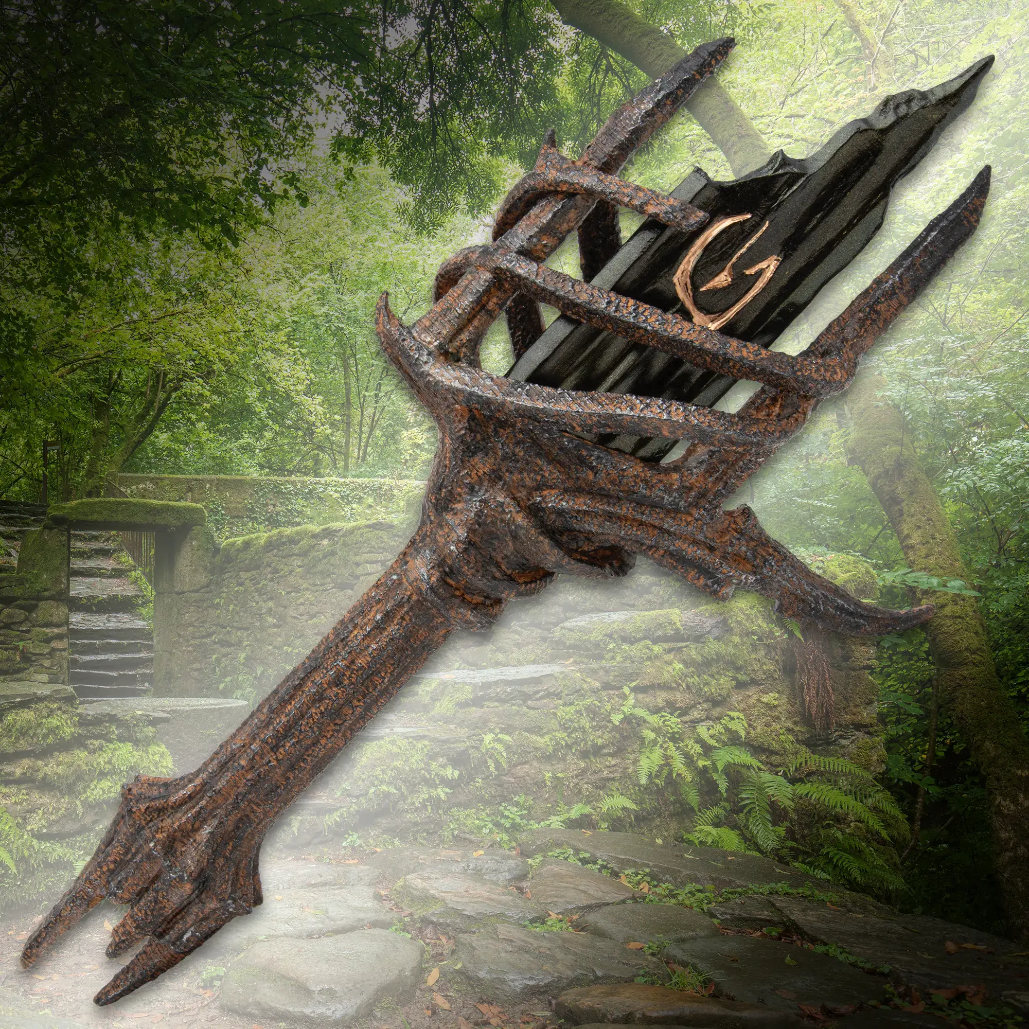 Elfish Black Sword - Polyresin Replica, Ornate Detailing, 15 3/4 ...