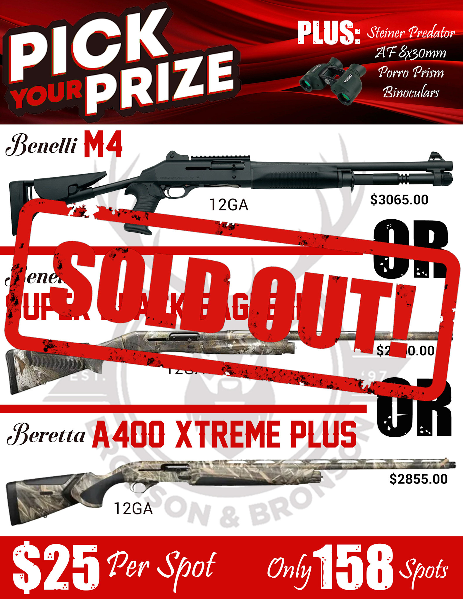DRAW #1818 - Pick Your Prize - Benelli M4, Benelli Super Black Eagle OR ...