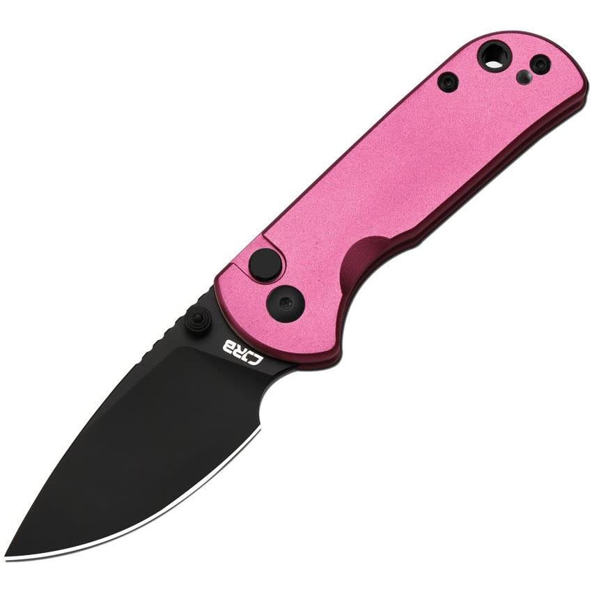 CJRB 1934BPK Mica Black Button Lock Knife Pink Handles - Bronson & Bronson