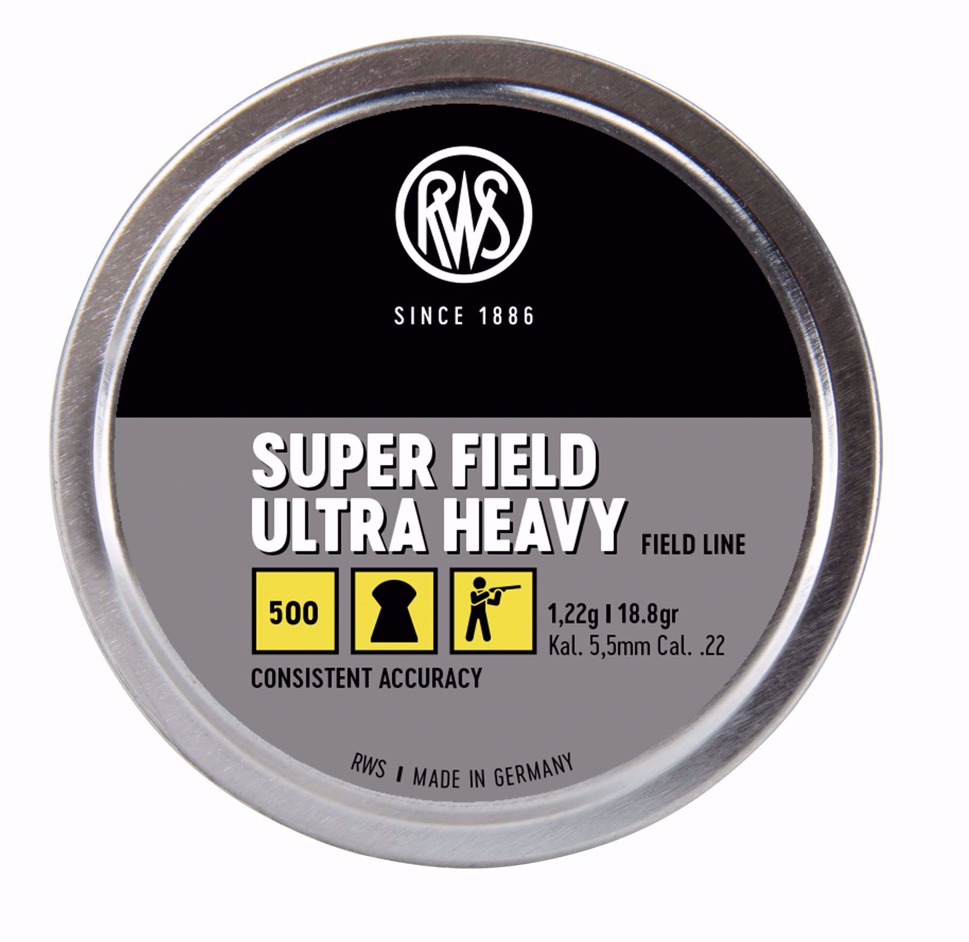 RWS Super Field Ultra Heavy .22 Cal, 18.8gr, 500ct - Bronson & Bronson