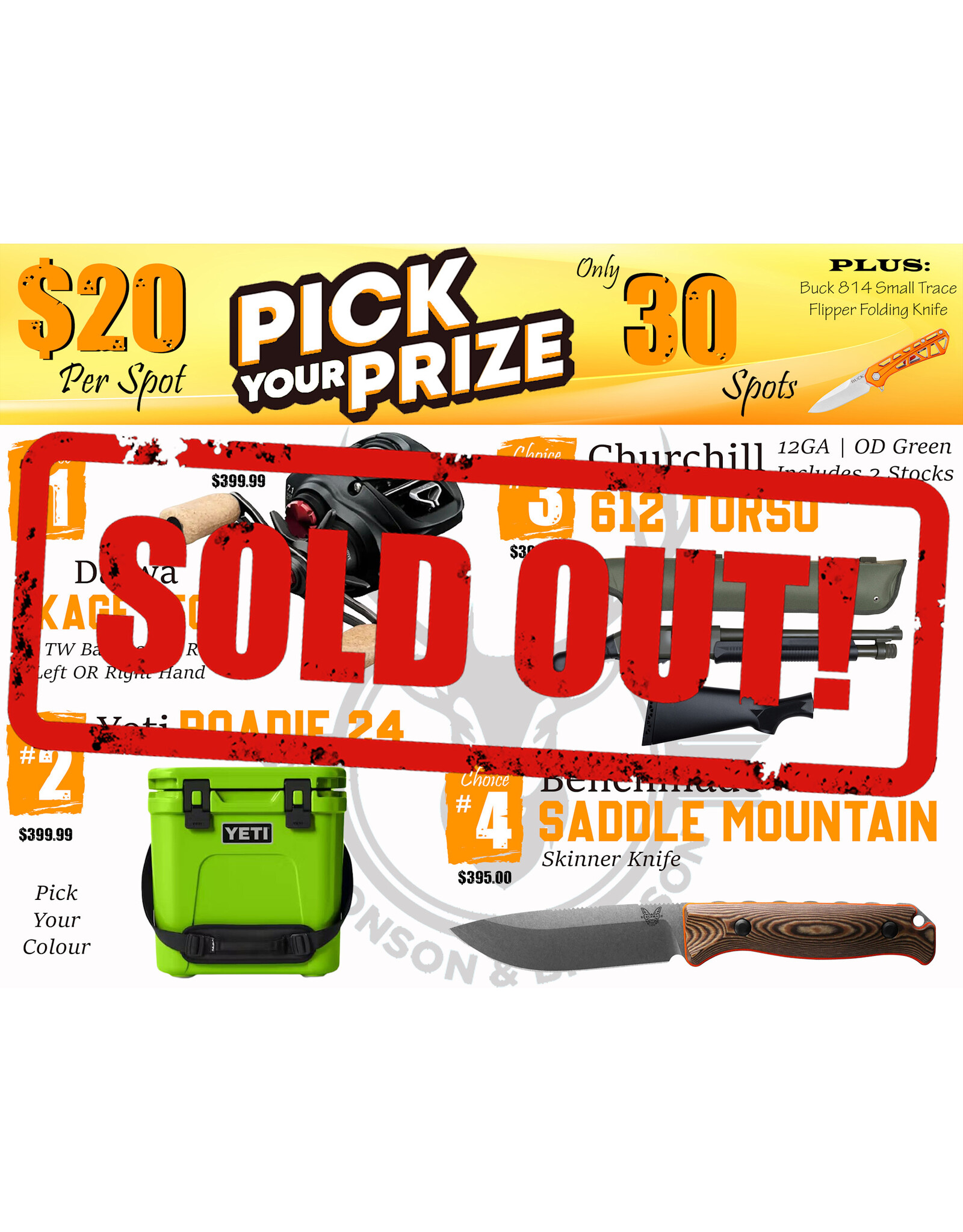 DRAW #1912 - Pick Your Prize - Daiwa, Yeti, Churchill OR Benchmade ...