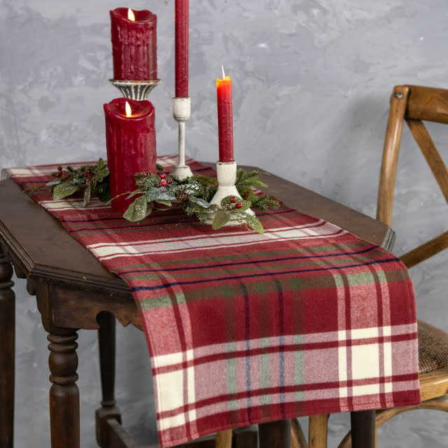 48" Red Plaid Table Runner - Rustic Roots