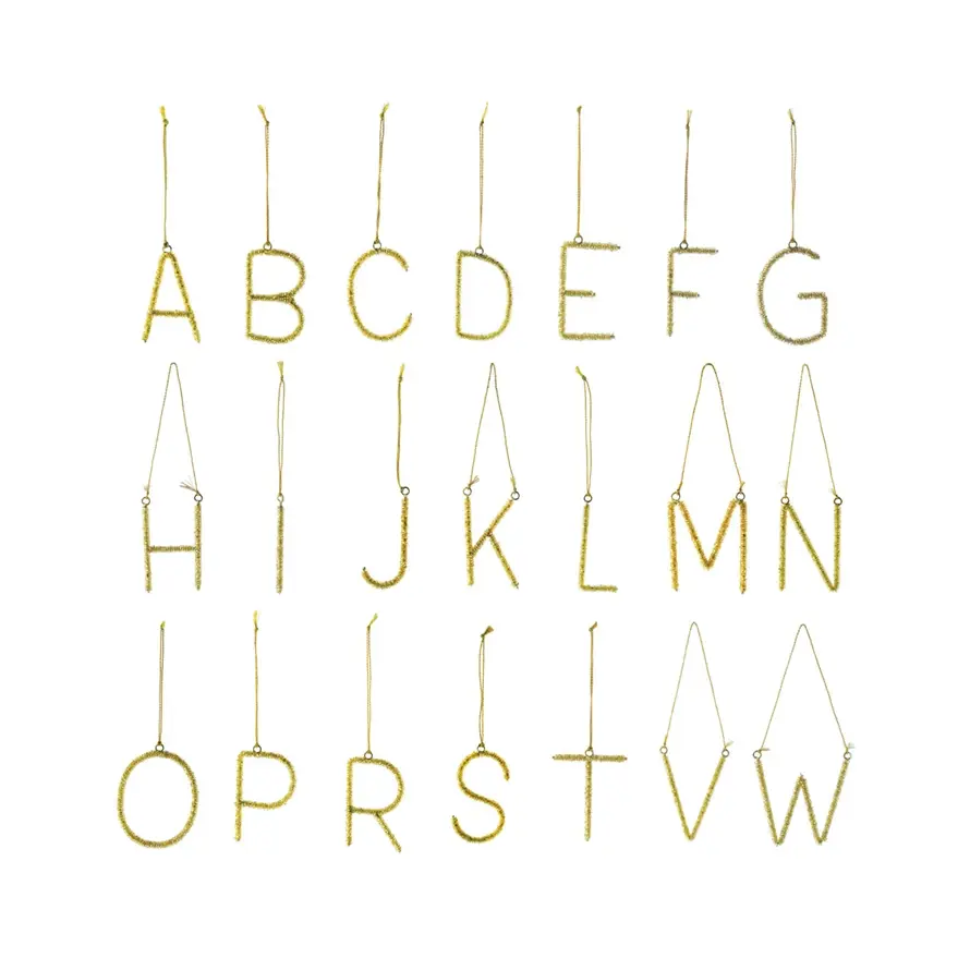 Metal Alphabet Ornament w/Beads 2 finishes - Rustic Roots