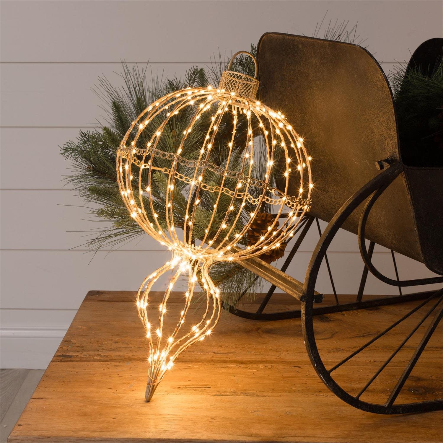 LED Foldable Lighted Finial Ornament - Rustic Roots