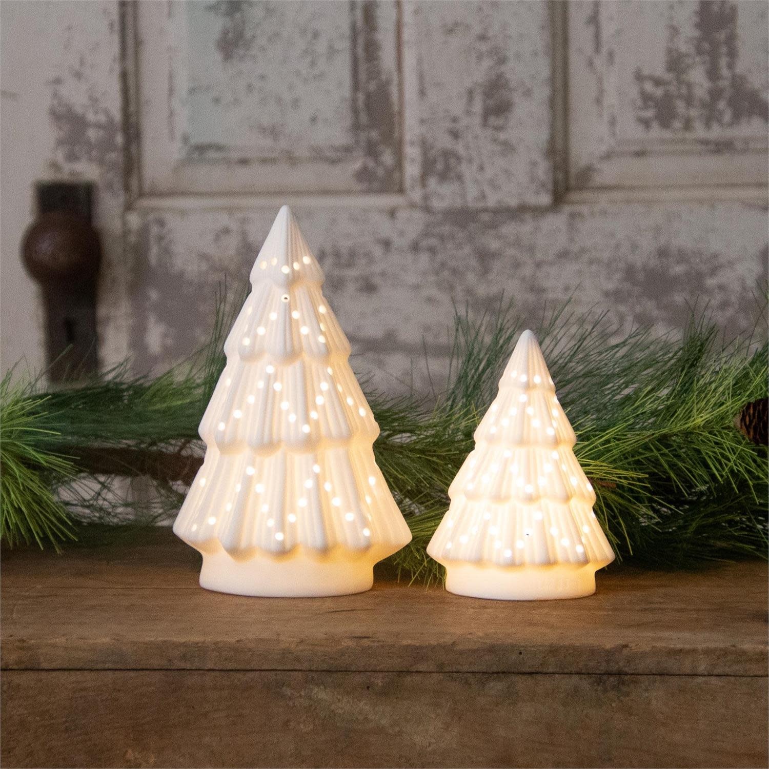 Ceramic Bisque Light Up Tree, White/large - Rustic Roots