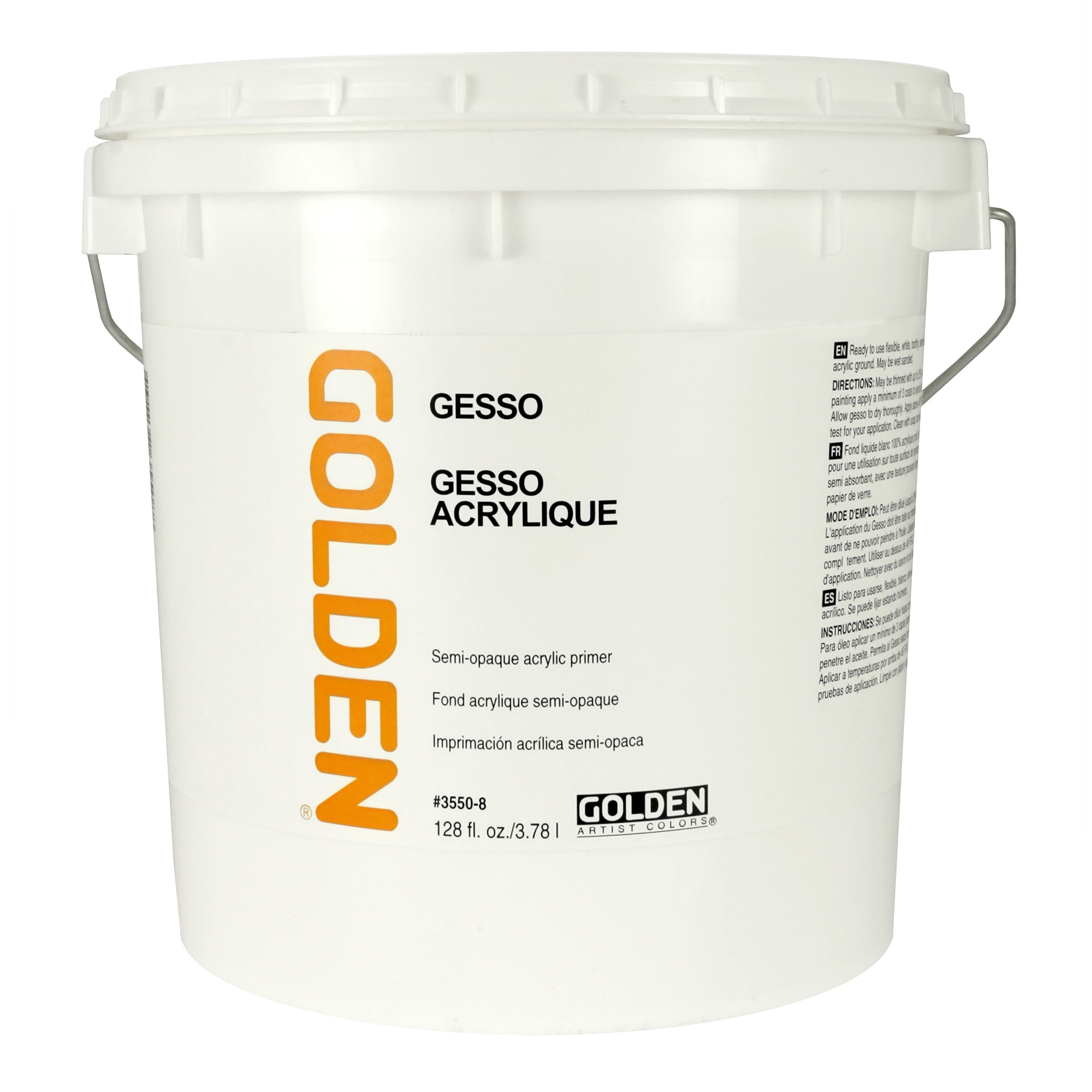 GOLDEN ACRYLIC MEDIUM GESSO WHITE 128OZ - The Gilded Rabbit