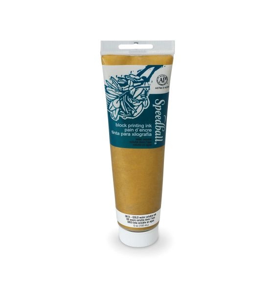 SPEEDBALL BLOCK PRINTING INK WATER SOLUBLE GOLD - The Gilded Rabbit
