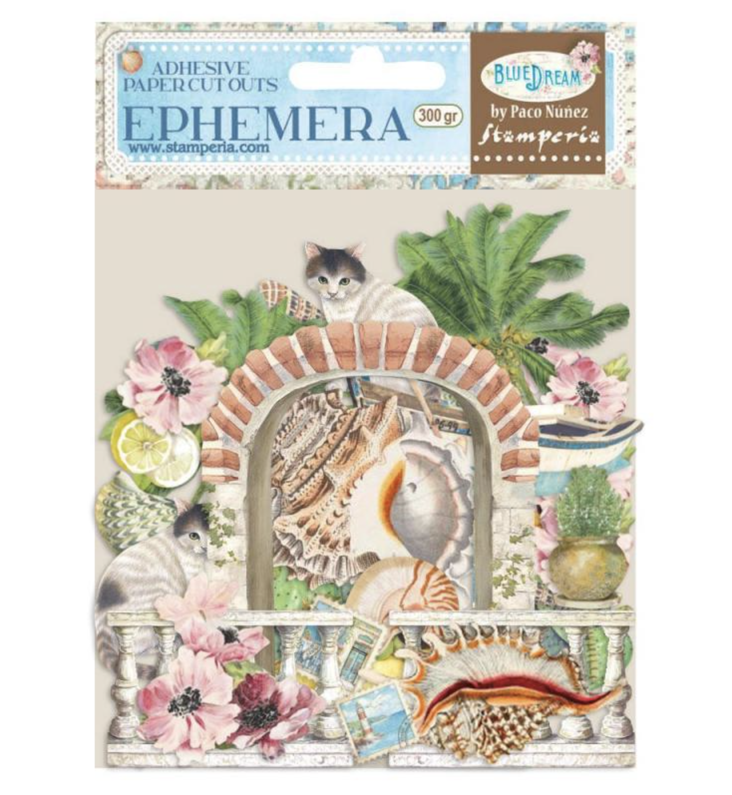 STAMPERIA EPHEMERA PACK 300G PACO NUNEZ BLUE DREAM - The Gilded Rabbit