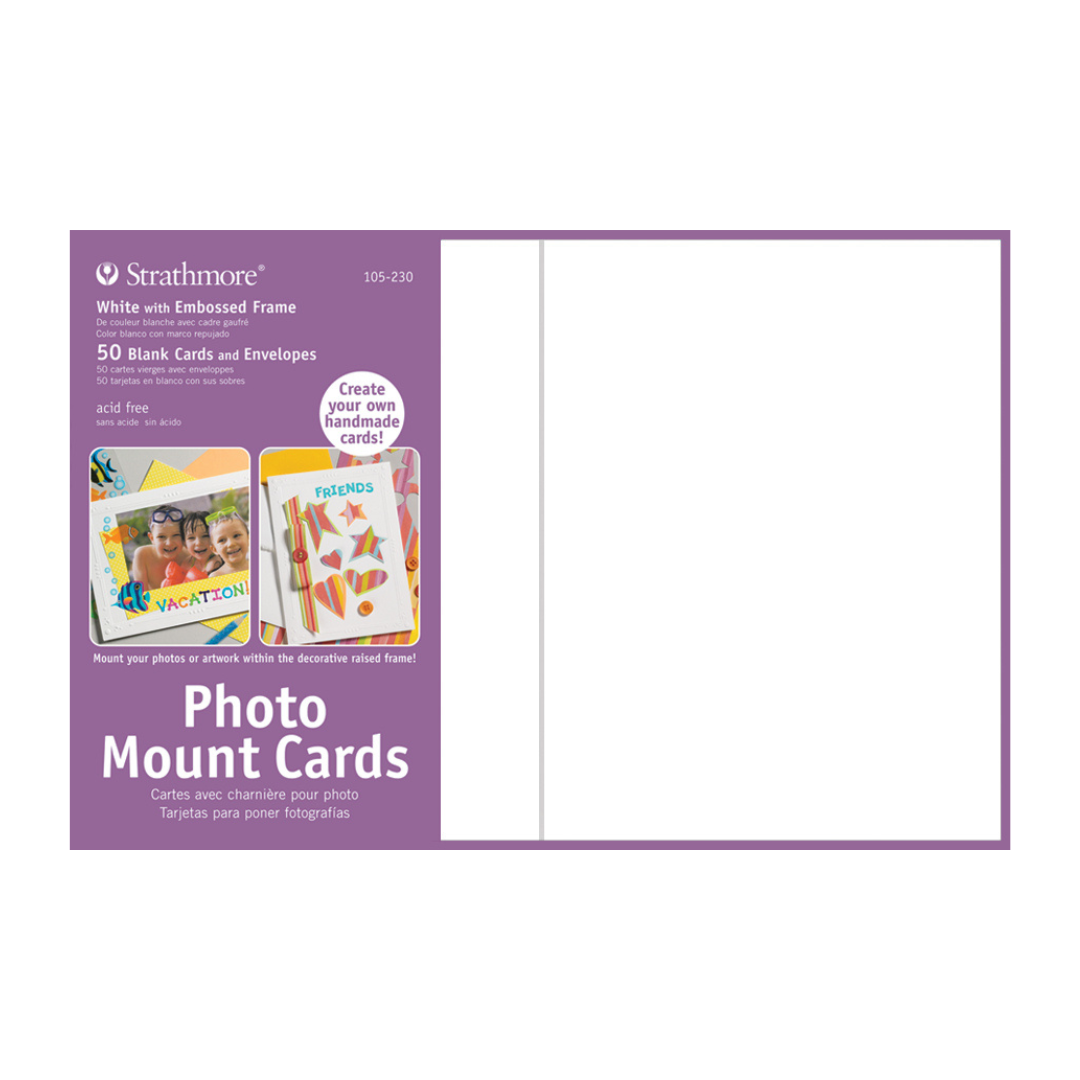 STRATHMORE PHOTO MOUNT CARDS WHITE EMBOSSED 50/PK - The Gilded Rabbit