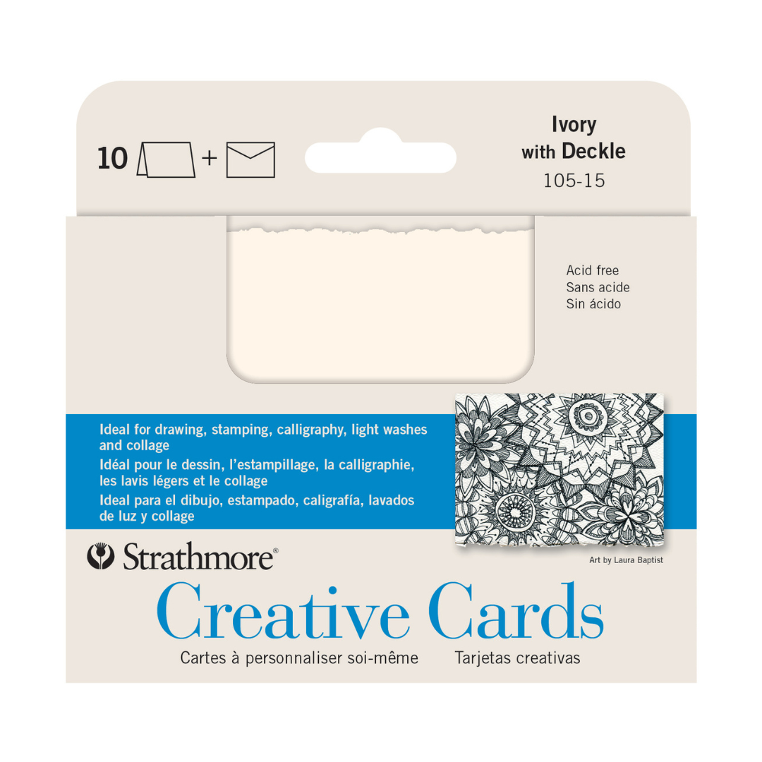 STRATHMORE CREATIVE CARDS 5X7 IVORY WITH DECKLE 10/PK - The Gilded Rabbit