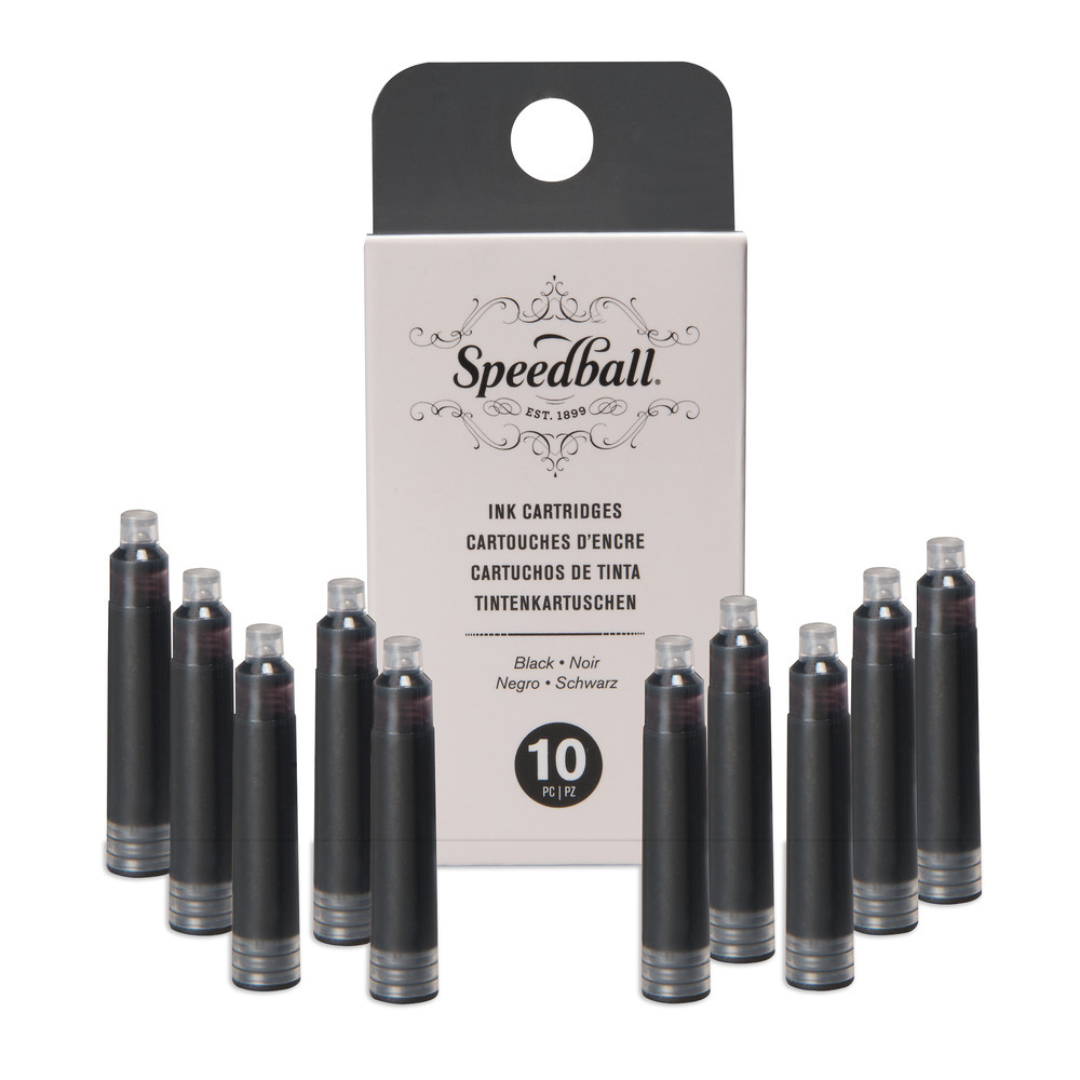 SPEEDBALL CALLIGRAPHY FOUNTAIN PEN INK CARTRIDGES SET 10PC BLACK - The ...
