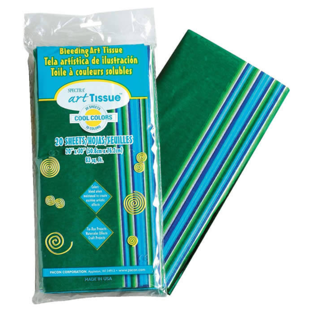 SPECTRA BLEEDING ART TISSUE 20X30 20/SHEETS COOL COLORS - The Gilded Rabbit