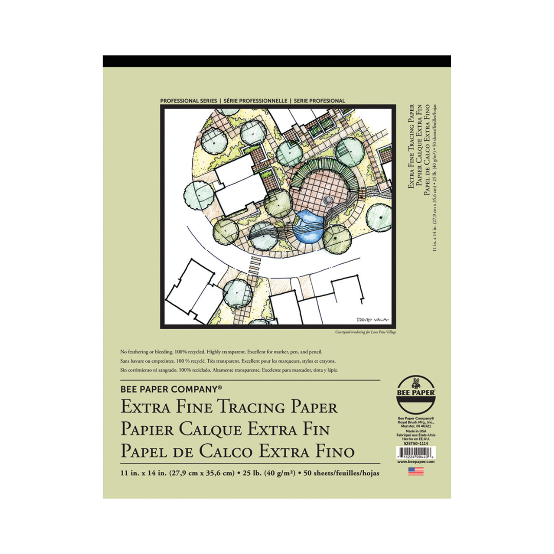 BEE PAPER BLEED PROOF EXTRA FINE TRACING PAPER PAD 11X14" 50/SHT - The ...