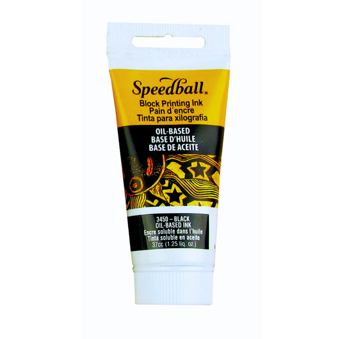 SPEEDBALL OIL BASED BLOCK PRINTING INK 1.25OZ BLACK - The Gilded Rabbit