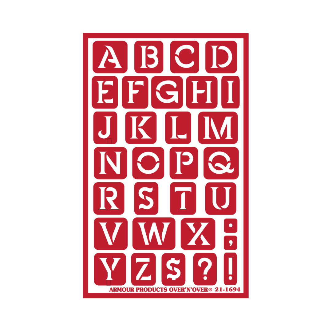 ARMOUR OVER N OVER GLASS ETCHING STENCIL CONTEMPORARY ALPHABET - The ...