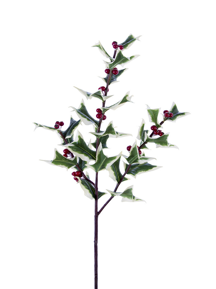 30" Variegated Holly Spray | Shop Artificial Christmas Sprays - The ...