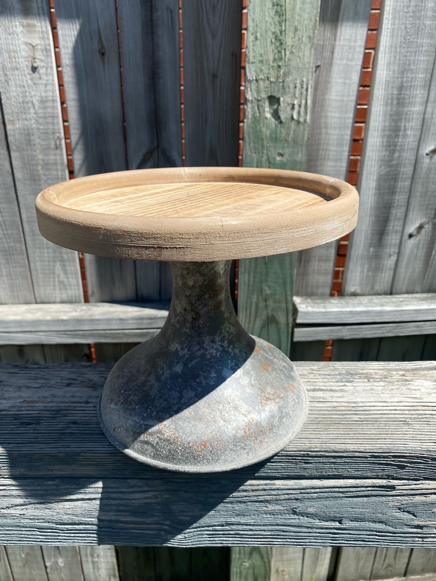 Round Galvanized Wooden Pedestal I Shop Tabletop Decor I FAST SHIPPING ...