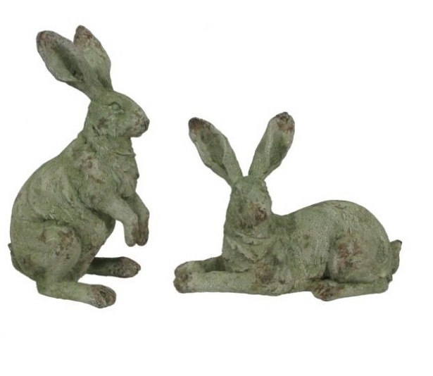 Set of 2 Weathered Garden Bunnies | Rabbit Decor Shop | Fast Shipping ...