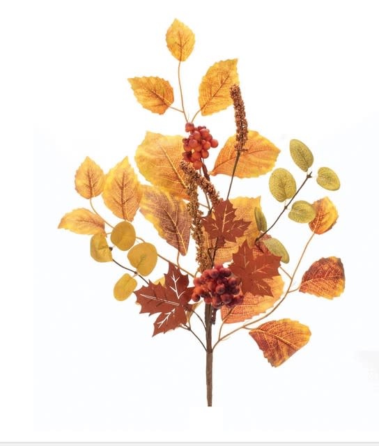 21" Mixed Fall Leaf Spray | Faux Fall Stems | Shop Now - The Last Straw