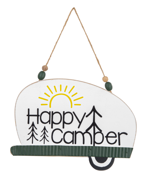 Hanging Happy Camper Sign | Wall Decor | Fast Shipping - The Last Straw