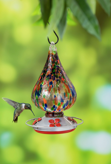 Multicolor Speckled Art Glass Hummingbird Feeder | Shop Now - The Last ...