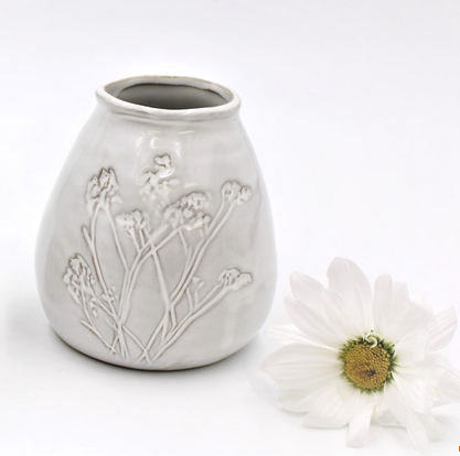 Embossed Wildflower Ceramic Vase (2-Sizes) - The Last Straw