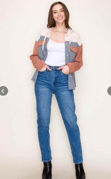 Hooded Color Block Shacket By: Staccato | Shop Now - The Last Straw